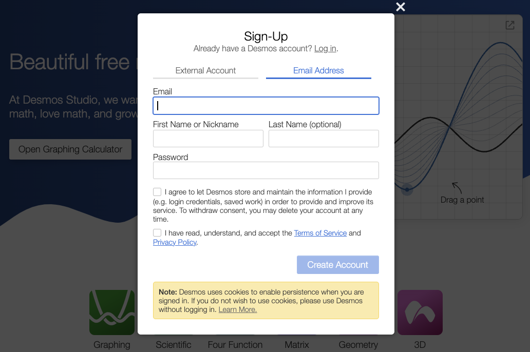How do I set up a free account for Desmos Calculator Tools? – Desmos ...