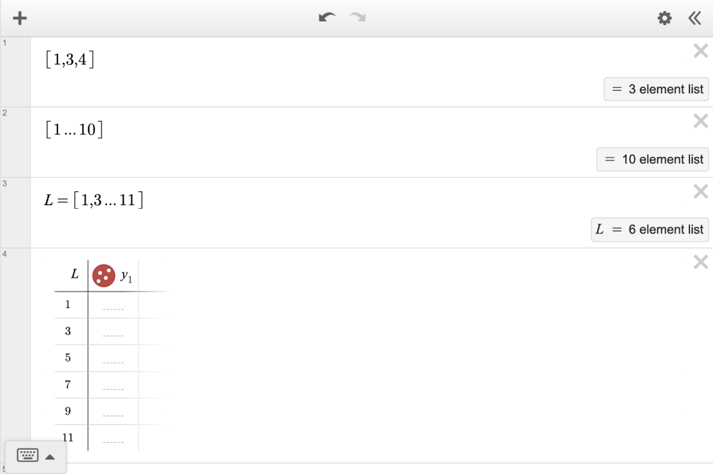 Lists – Desmos Help Center