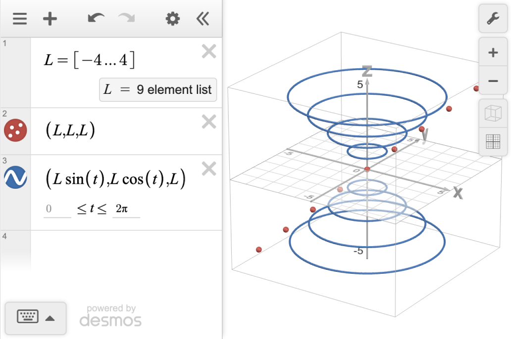 Lists – Desmos Help Center