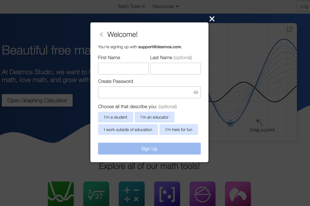 How do I set up a free account for Desmos Calculator Tools? – Desmos ...